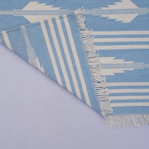 Multiple Sizes Blue Cotton Runner Handmade Stripes - Light Denim Sky ...