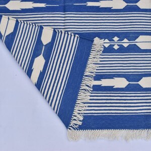 Multiple Sizes Blue and White Modern Stripes Hand Woven Runner Rug ...