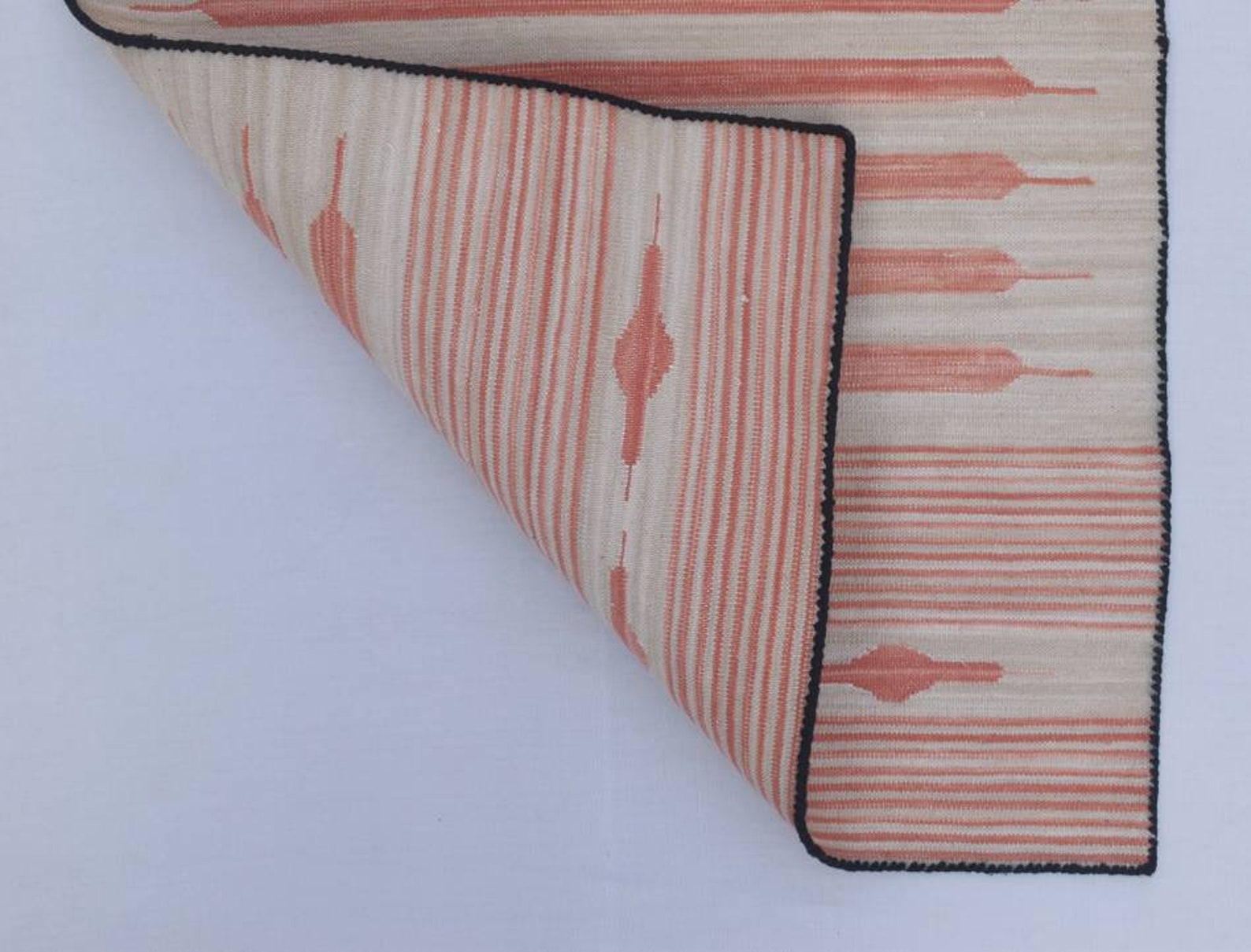Beige and Red Modern Striped Cotton Flat Weave Hand Woven Rug - Etsy