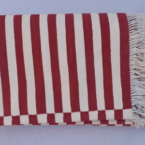 Multiple Sizes Red and White Cotton Handmade Modern Stripes Reversible ...