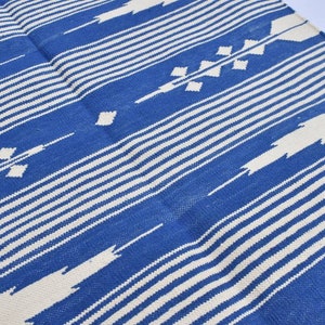 Multiple Sizes Blue and White Modern Stripes Hand Woven Runner Rug ...