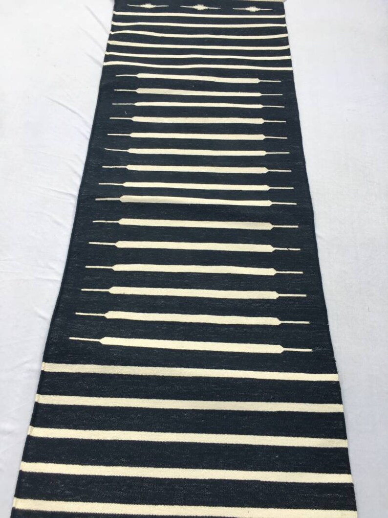 Multiple Sizes Black & White Modern Striped Rug Runner Black - Etsy