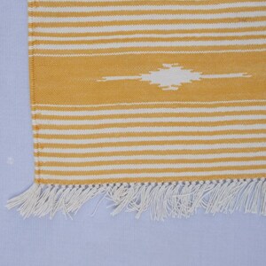 Multiple Sizes Yellow and White Stripes Handmade Cotton Rug Dhurrie ...