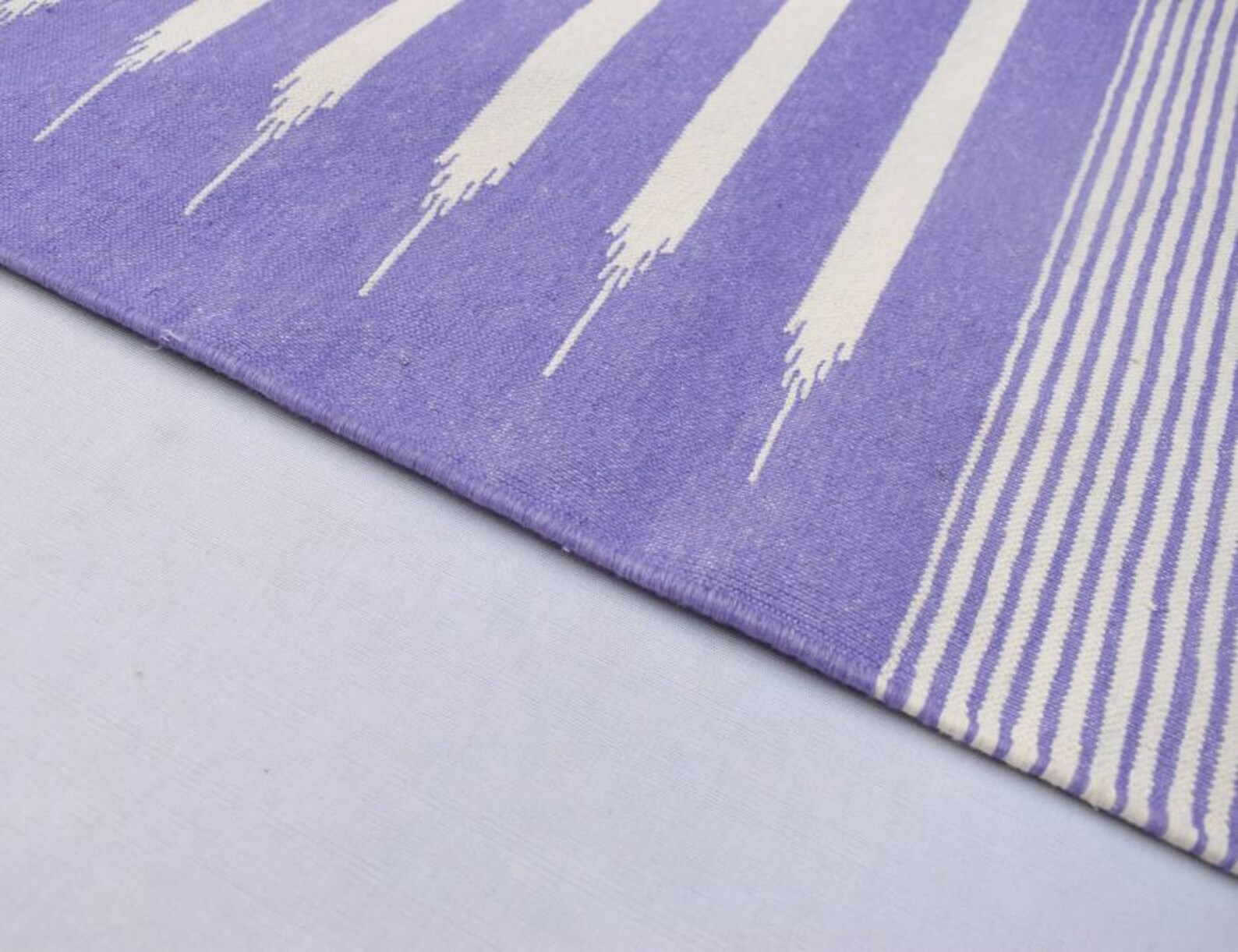 Light Purple and White Cotton Handmade Modern Stripes Rug | Etsy