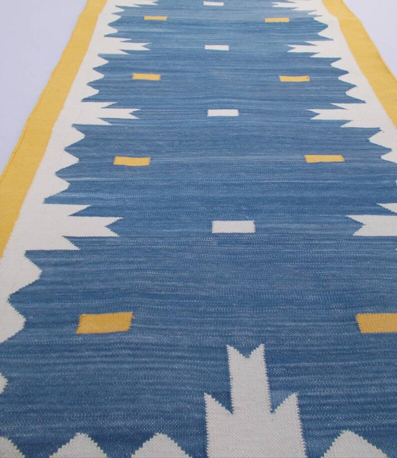 Multiple Sizes Runner Rug Yellow Border With Blue Tie Dye - Etsy