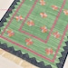 Green and Blue Modern Flowers Design Hand Woven Runner Rug- Reversible ...