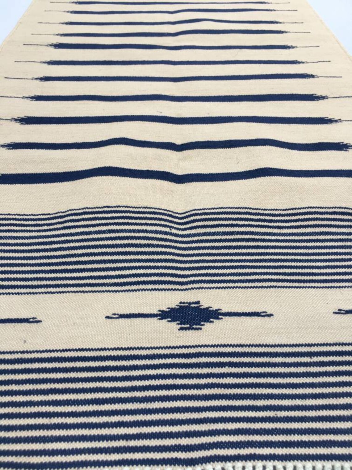 Multiple Sizes Runner Cotton Handmade Rug Runner - Beige and Blue - Etsy