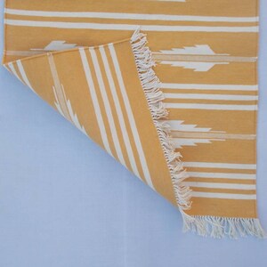 Multiple Sizes Yellow Cotton Runner Rug - Gold Yellow and White Stripes ...
