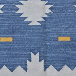 Multiple Sizes Blue,yellow and White Cotton Handmade Modern Rug- Flat ...