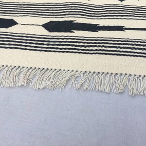 Multiple Sizes off White and Black Striped Handmade Cotton Rug Dhurrie ...