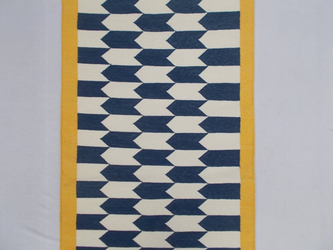 Multiple Sizes Blue,yellow and White Rug Runner- Hand Woven Runner - Etsy