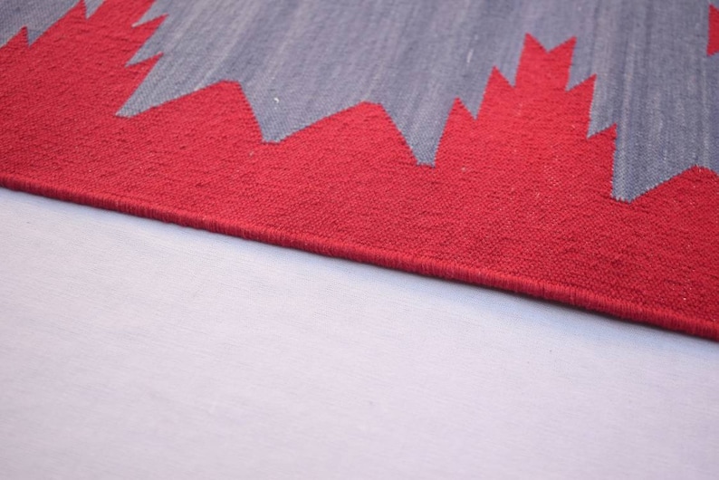 Multi Sizes Cotton Blue and Red Handmade Modern Design Rug. | Etsy