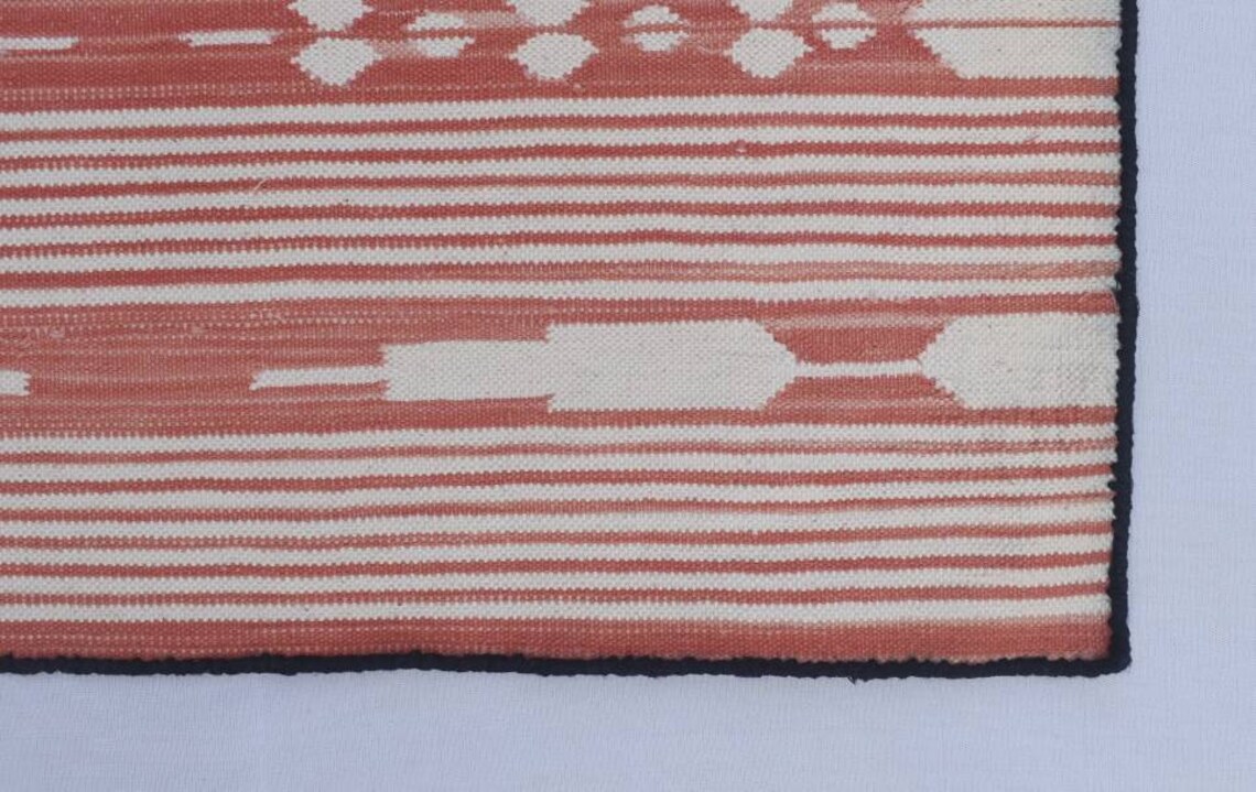 Red and White Modern Striped Cotton Flat Weave Hand Woven Rug | Etsy