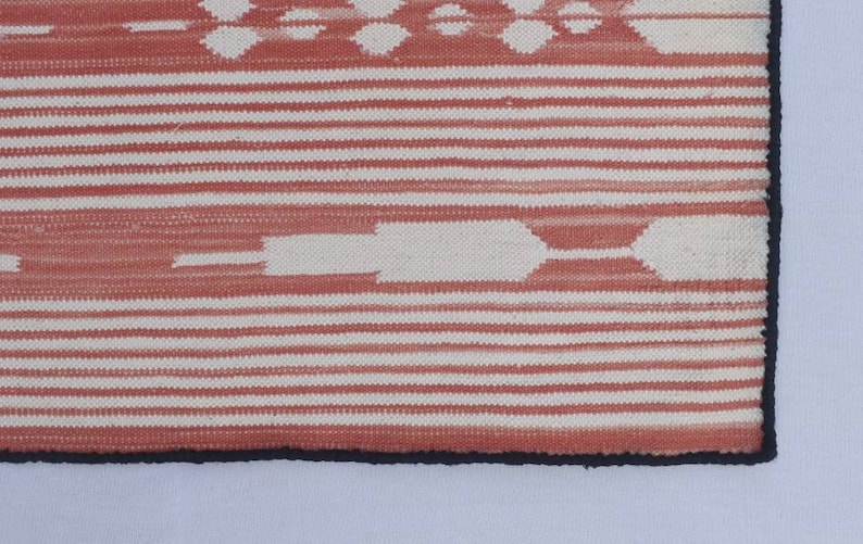 Red and White Modern Striped Cotton Flat Weave Hand Woven Rug | Etsy