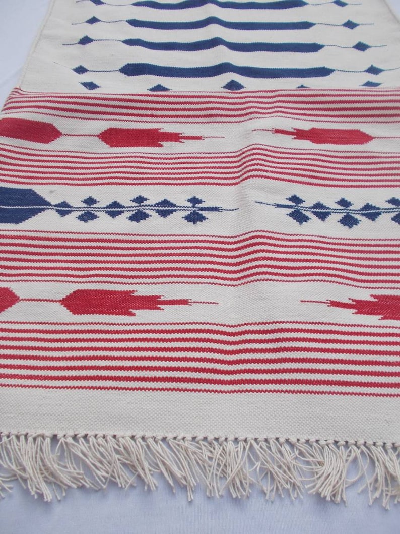 Multiple Sizes Blue Red and off White Modern Striped Rug | Etsy