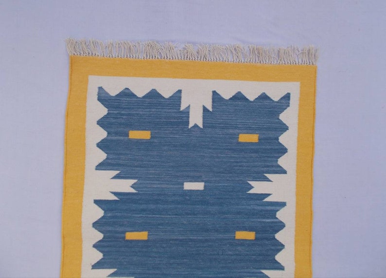 Multiple Sizes Runner Rug Yellow Border With Blue Tie Dye - Etsy