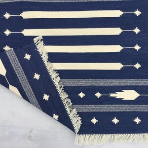 Multiple Sizes Navy Blue Cotton Runner Handmade Stripes - Modern Style ...