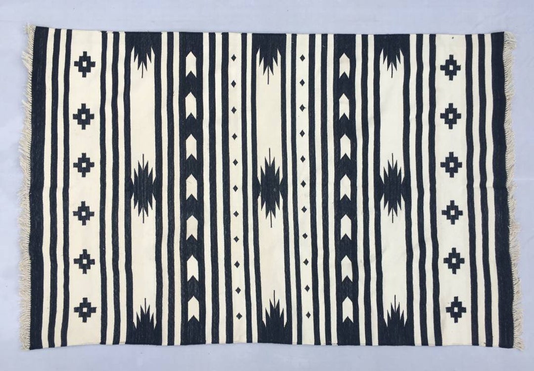 Multiple Sizes Cotton Black and White Handmade Stripes and Design ...