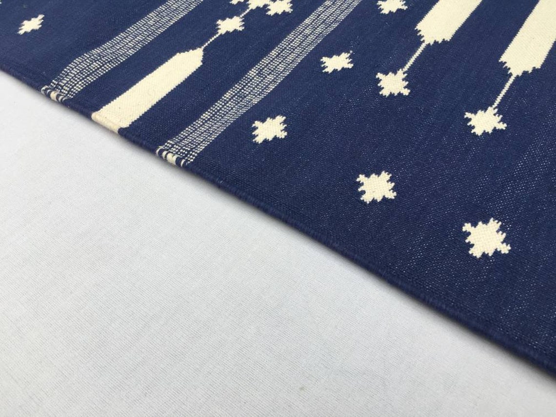 Multiple Sizes Navy Blue Cotton Runner Handmade Stripes - Modern Style ...