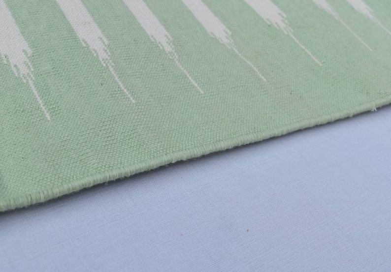 Pastel Light Green Cotton Handmade Modern Stripes Rug Flat - Etsy