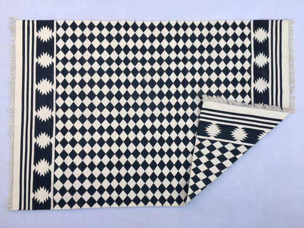Multiple Sizes Cotton Black and White Geometric Pattern Handmade Cotton ...