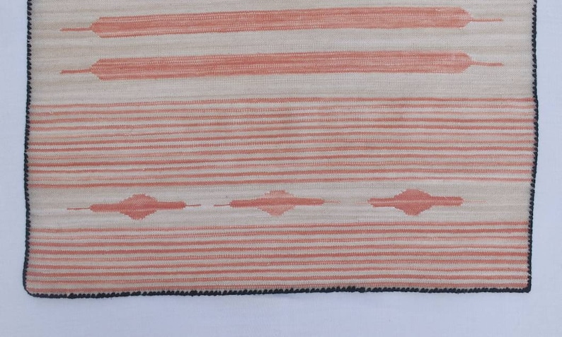 Beige and Red Modern Striped Cotton Flat Weave Hand Woven Rug - Etsy