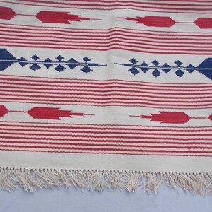 Multiple Sizes Blue, Red and off White Modern Striped Rug Runner ...