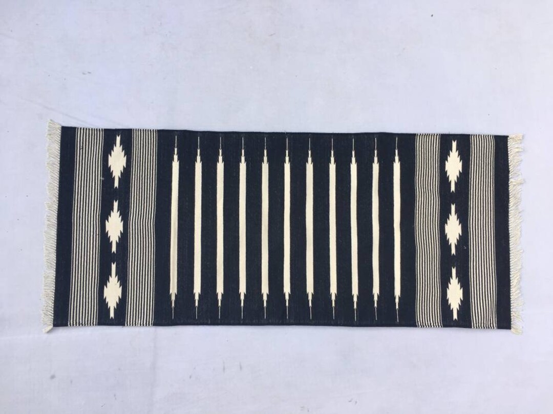 Multiple Sizes Runner Cotton Handmade Rug Runner - Black and White - Etsy