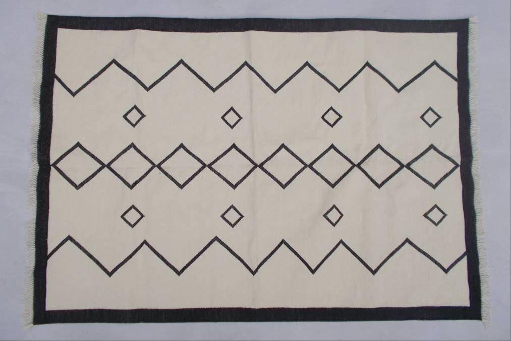 Multiple Sizes off White and Black-handmade Cotton Rug - Etsy