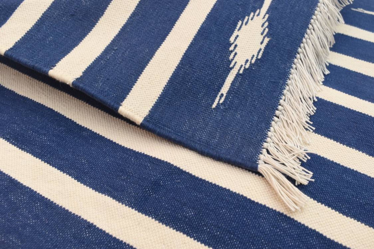 Multiple Sizes Navy & White Modern Striped Rug Runner- Dark Navy and ...