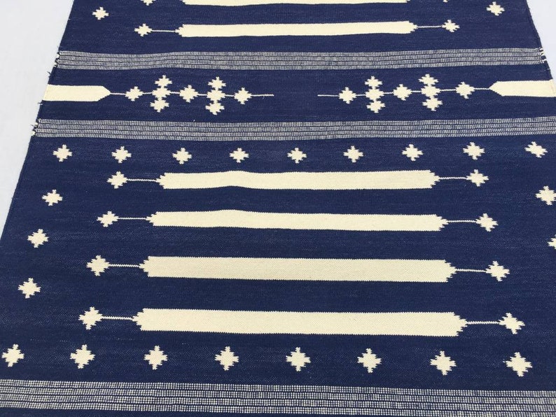 Multiple Sizes Navy Blue Cotton Runner Handmade Stripes - Modern Style ...