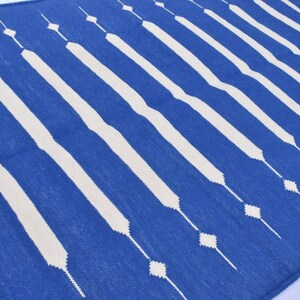 Multiple Sizes Blue and White Modern Stripes Hand Woven Runner Rug ...