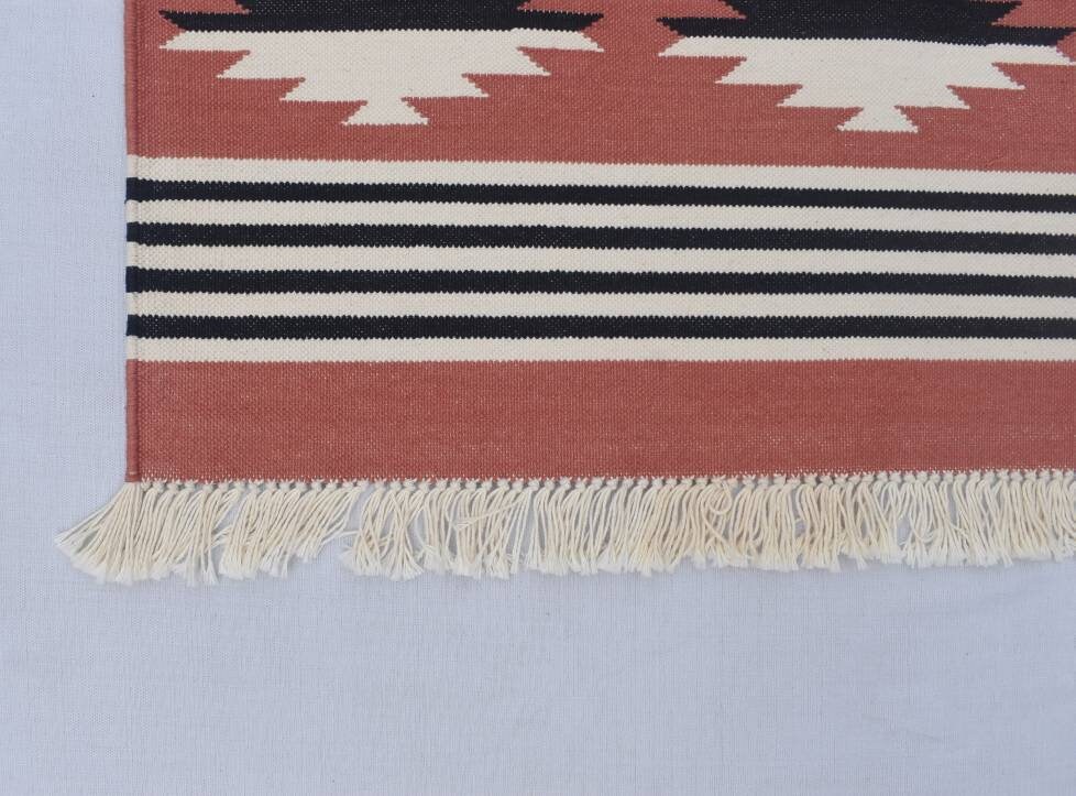 Indian Red and Black Modern Cotton Runner Rug Hand Woven - Etsy