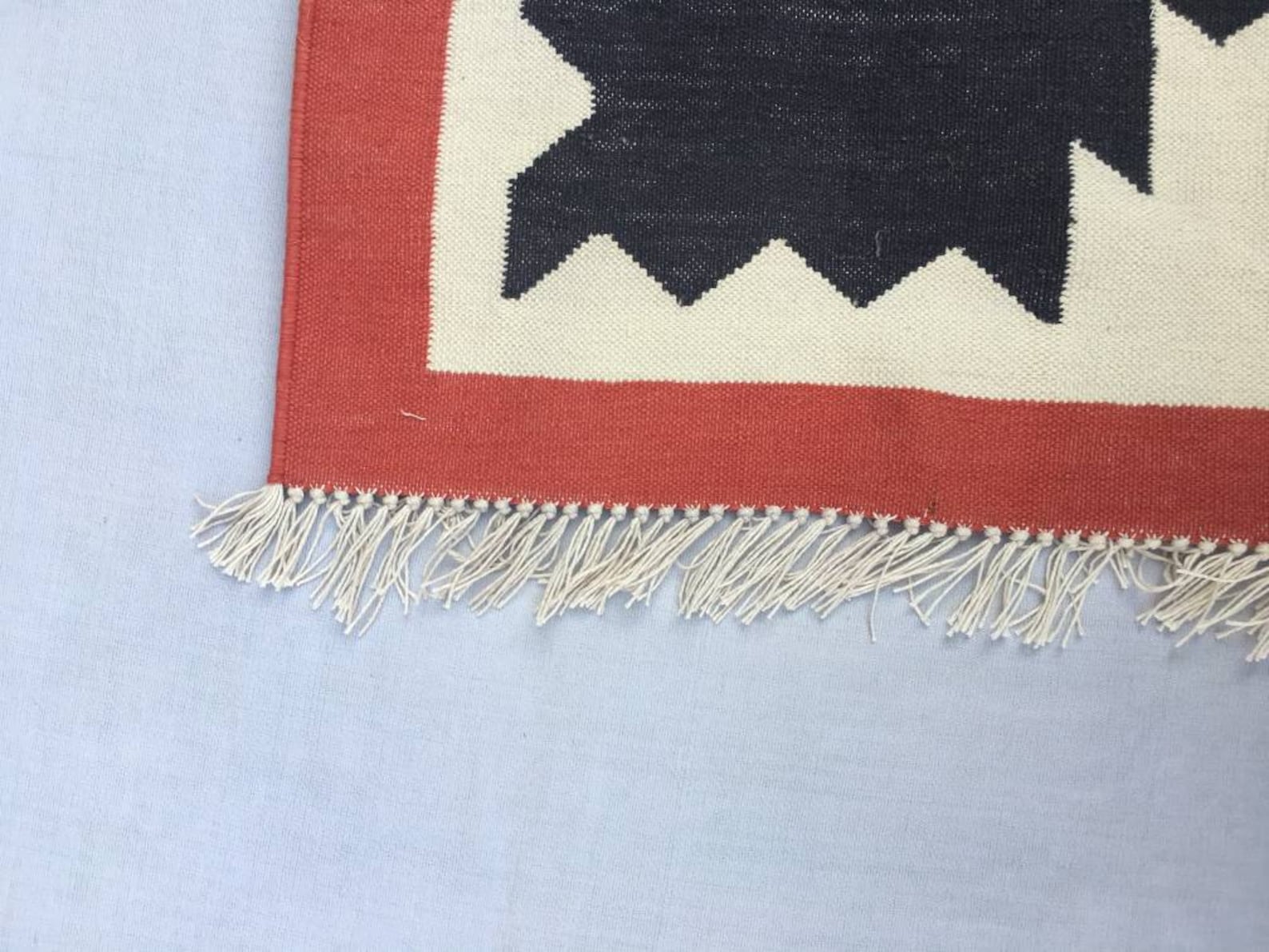 Multiple Sizes Cotton Black Red and White Handmade Cotton Rug | Etsy