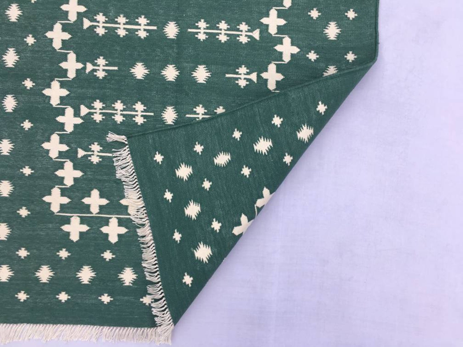 Multiple Sizes Cotton Green and White Handmade Cotton Rug - Etsy