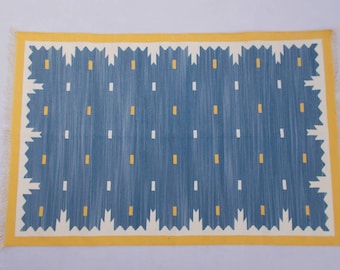 Blue and Yellow Rug - Etsy