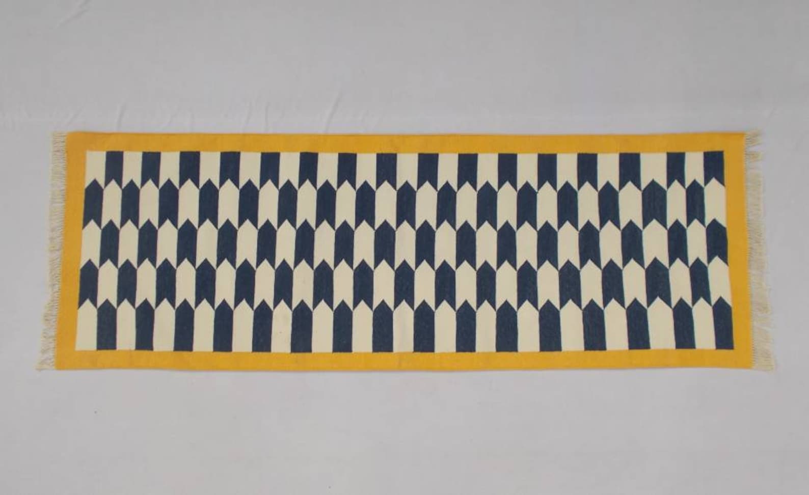 Multiple Sizes Blue,yellow and White Rug Runner- Hand Woven Runner - Etsy