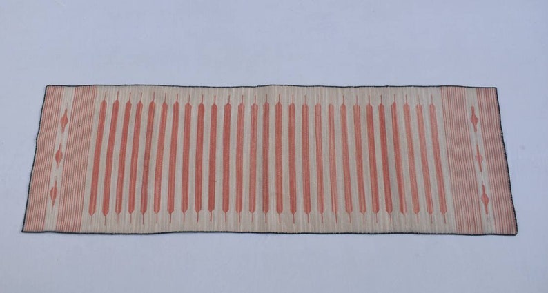 Beige and Red Modern Striped Cotton Flat Weave Hand Woven Rug - Etsy