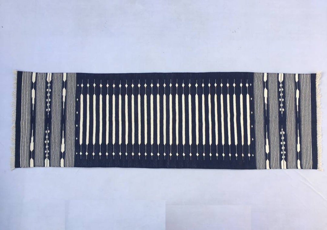 Multiple Sizes Navy Blue Cotton Runner Handmade Rug - Dark Royal Navy ...