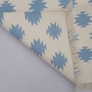 Multiple Sizes White and Denim Blue Runner- Hand Woven Runner - Etsy