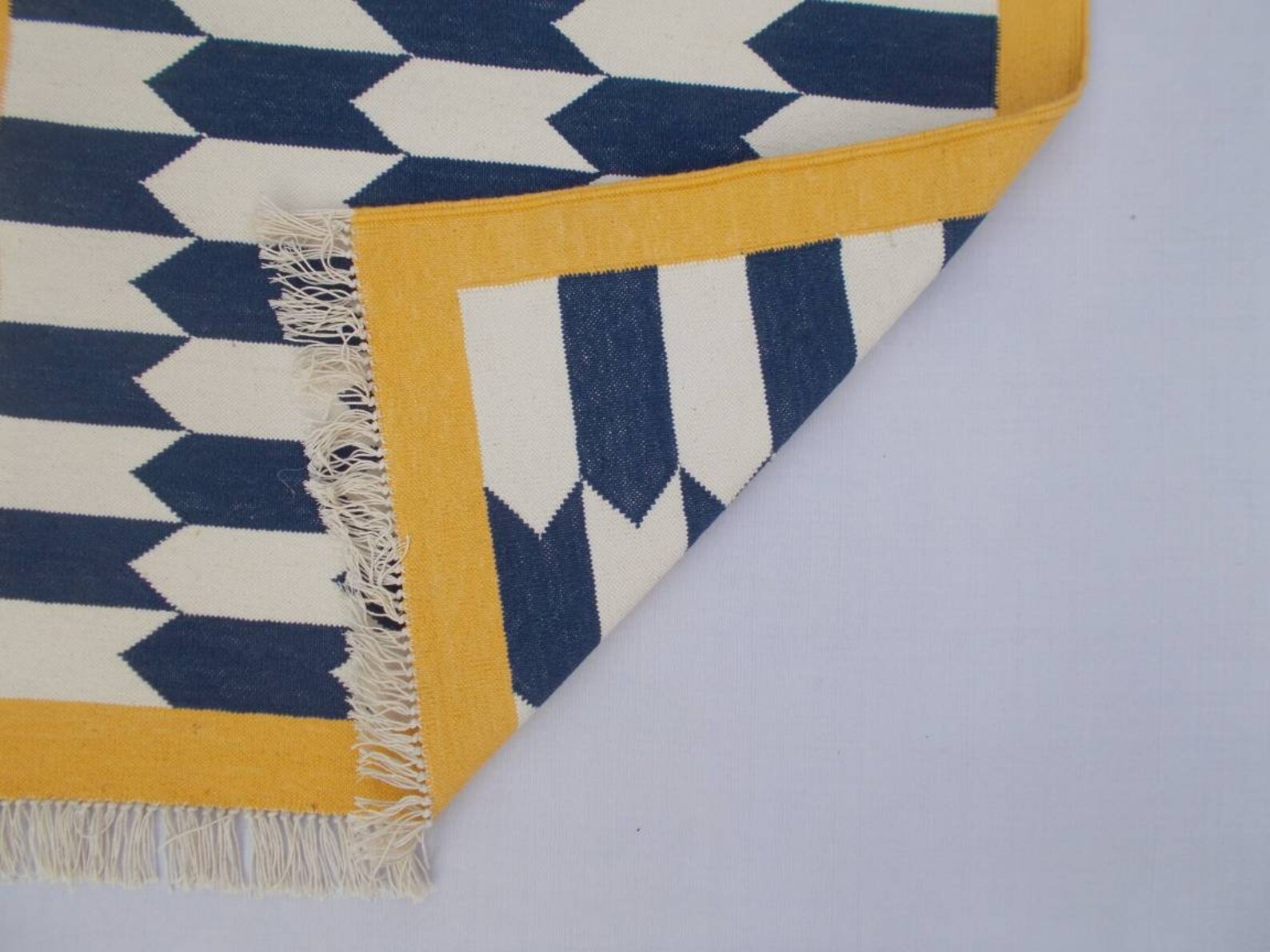 Multiple Sizes Blue,yellow and White Rug Runner- Hand Woven Runner - Etsy
