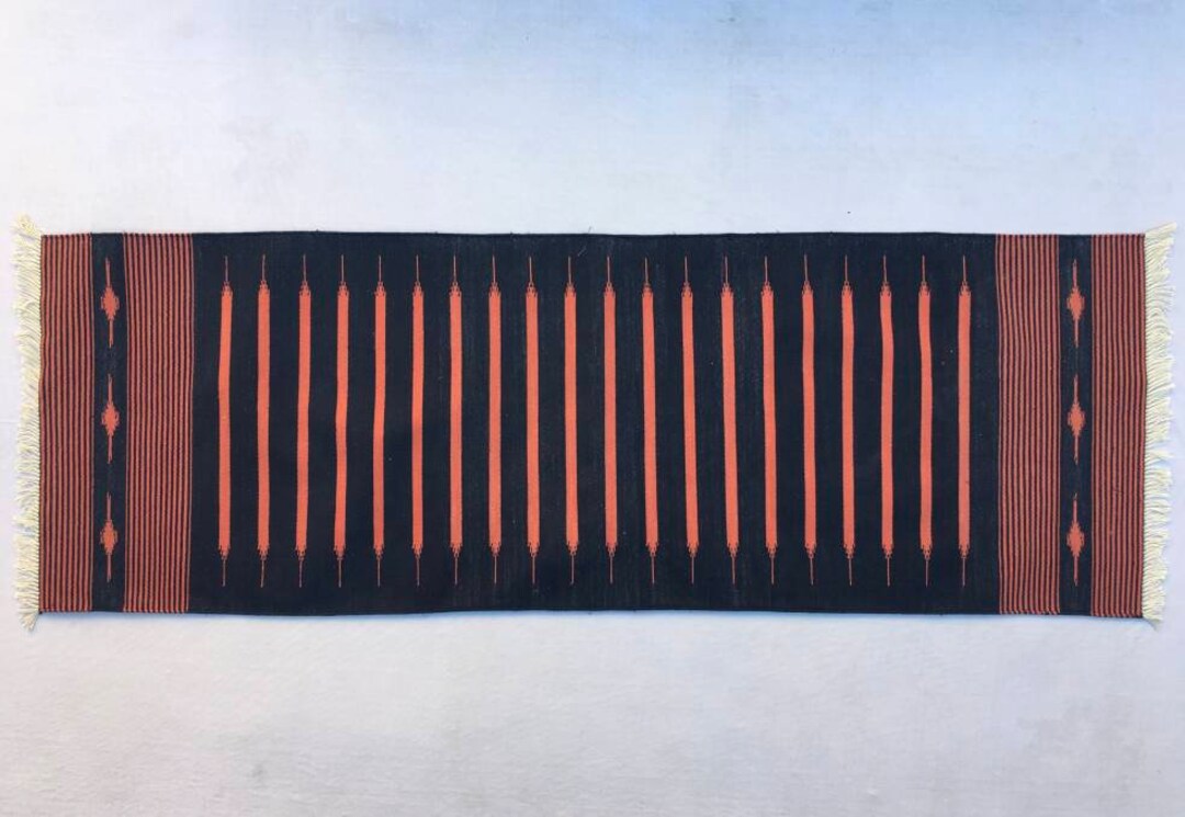 Multiple Sizes Black and Red Striped Rug Runner- Hand Woven Runner - Etsy