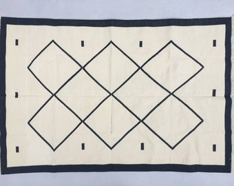 Multiple Sizes off White and Black-handmade Cotton Rug | Etsy