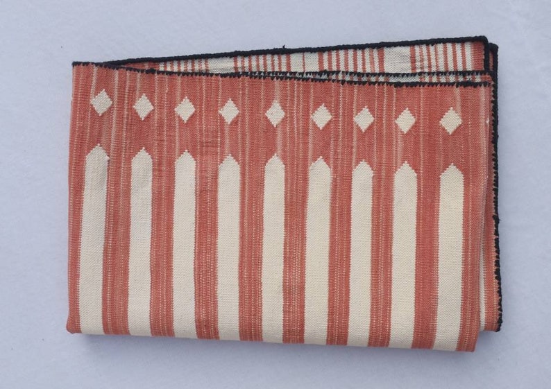 Red and White Modern Striped Cotton Flat Weave Hand Woven Rug - Etsy