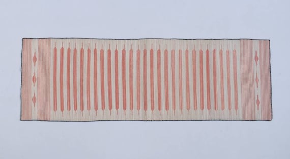 Beige and Red Modern Striped Cotton Flat Weave Hand Woven Rug - Etsy