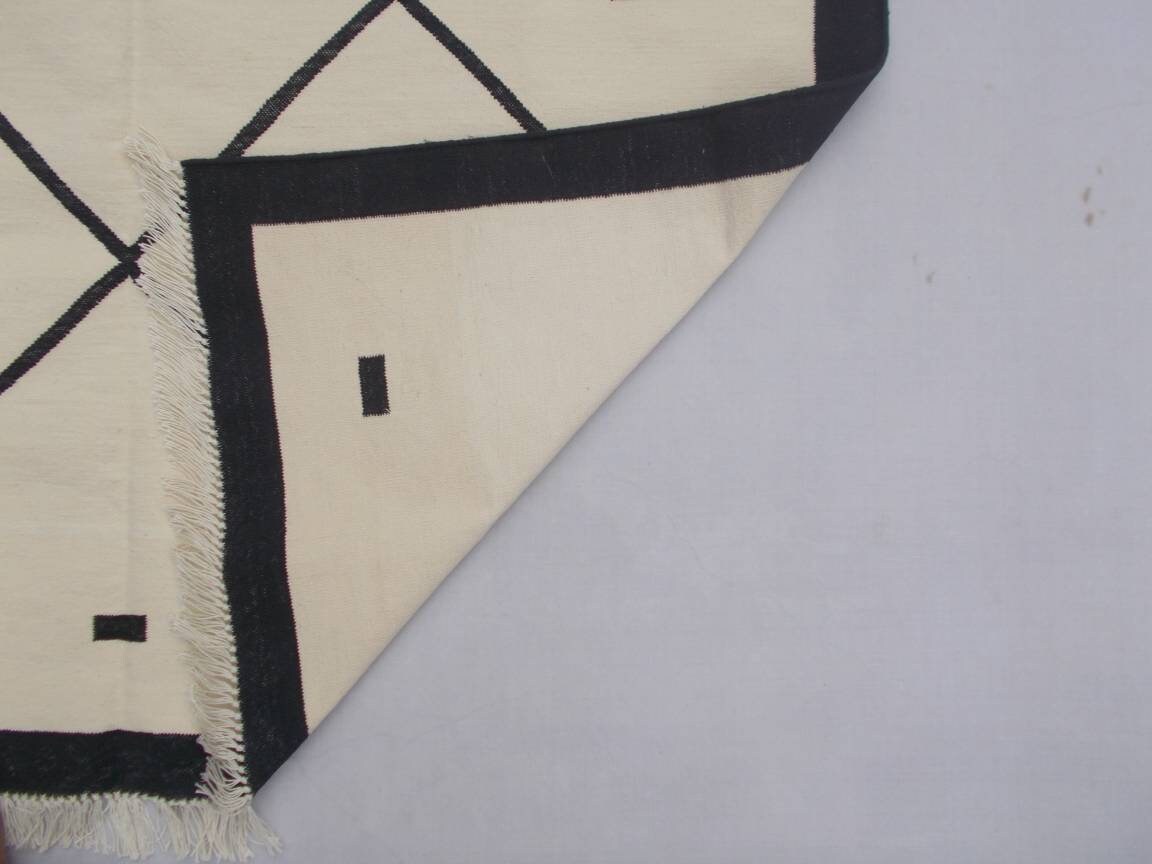 Multiple Sizes off White and Black Stripes Handmade Cotton Rug - Etsy