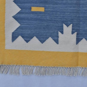 Multiple Sizes Blue,yellow and White Cotton Handmade Modern Rug- Flat ...