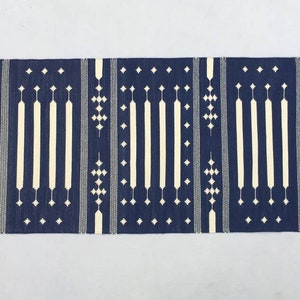 Multiple Sizes Navy Blue Cotton Runner Handmade Stripes - Modern Style ...