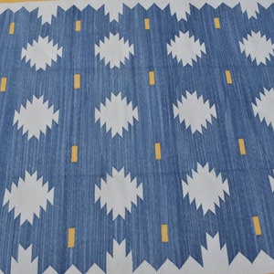 Multiple Sizes Blue,yellow and White Cotton Handmade Modern Rug- Flat ...