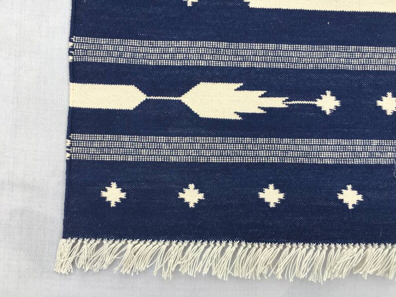 Multiple Sizes Navy Blue Cotton Runner Handmade Stripes - Modern Style ...
